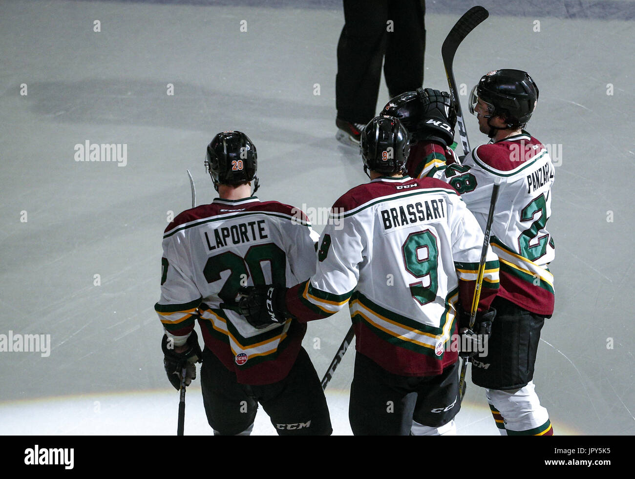 Moline, Iowa, USA. 16th Jan, 2017. Mallards teammates Brady Brassart (9 ...