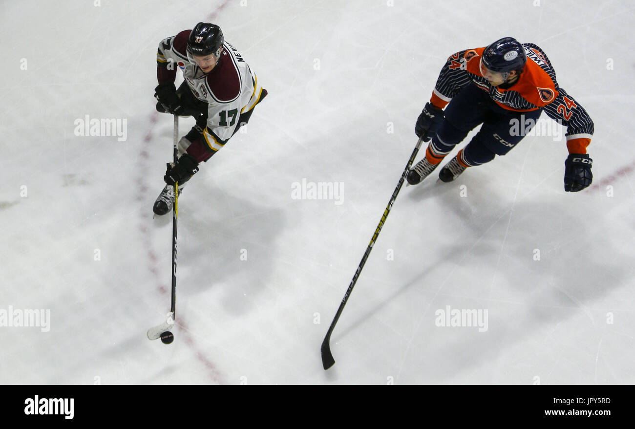 Moline, Iowa, USA. 16th Jan, 2017. Mallards forward Jack Nevins (17 ...