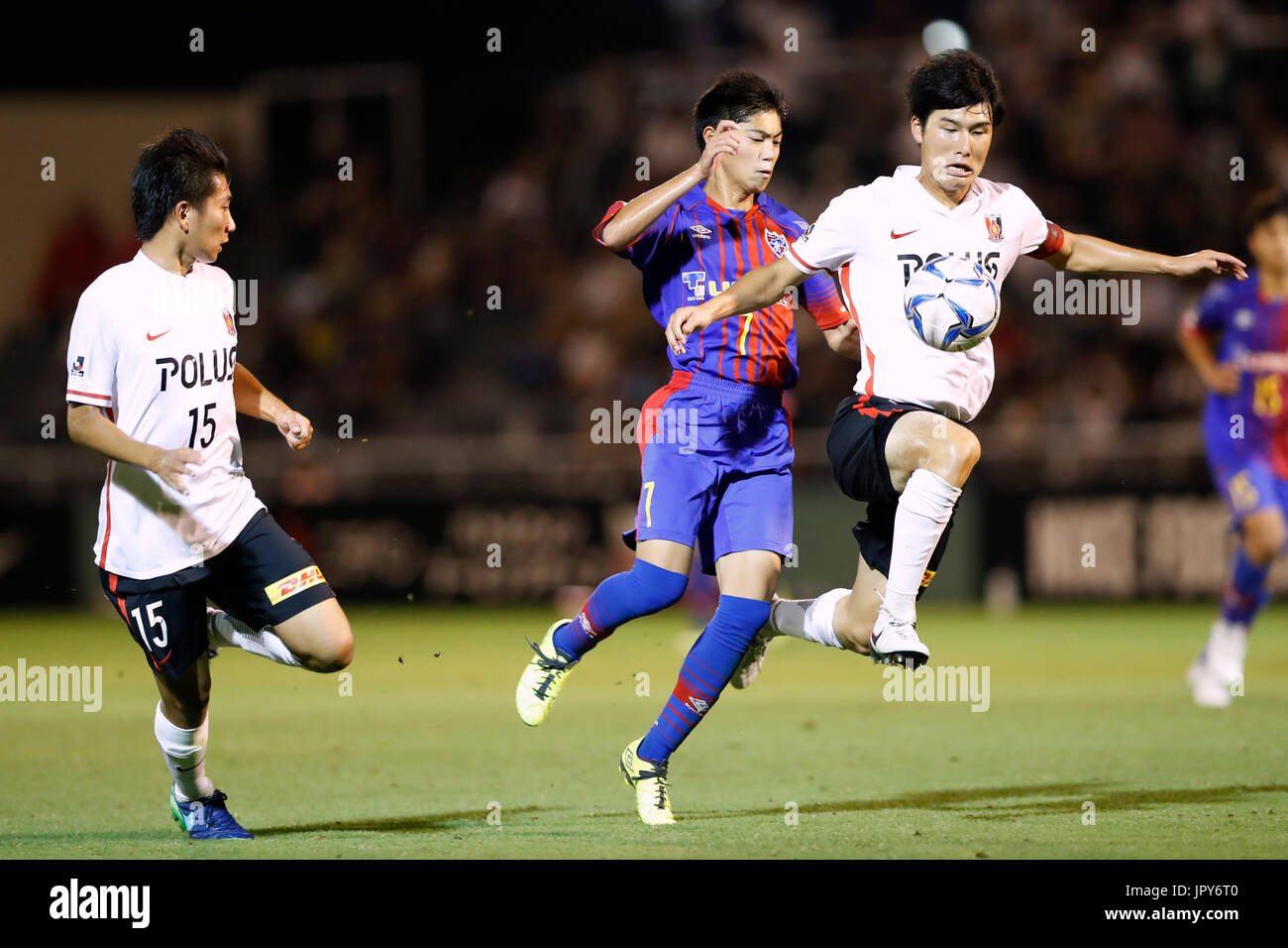Tokyo, Japan. 1st Aug, 2017. (L-R) Ryoma Kitamura (Reds youth), Reo ...