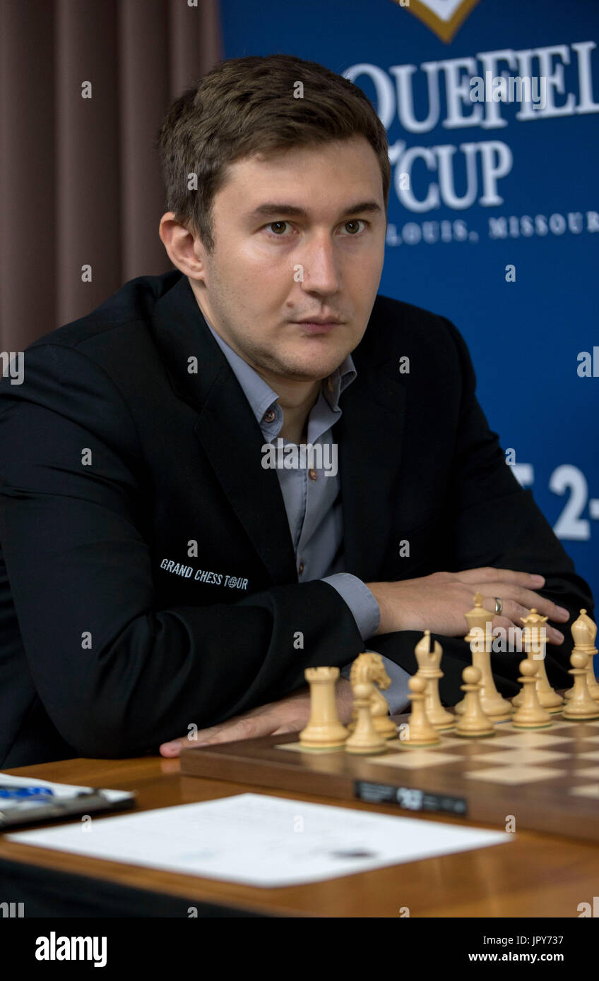 St. Louis, Missouri, USA. 02nd Aug, 2017. GM SERGEY KARJAKIN awaits the ...