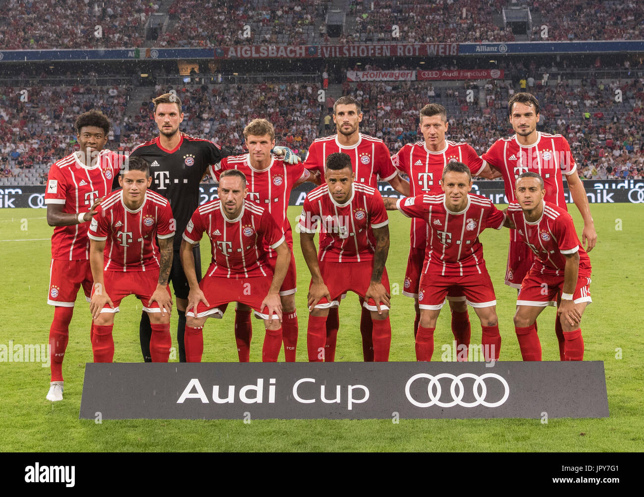 Munich, Germany. 1st Aug, 2017. Bayern team group line-up Football ...