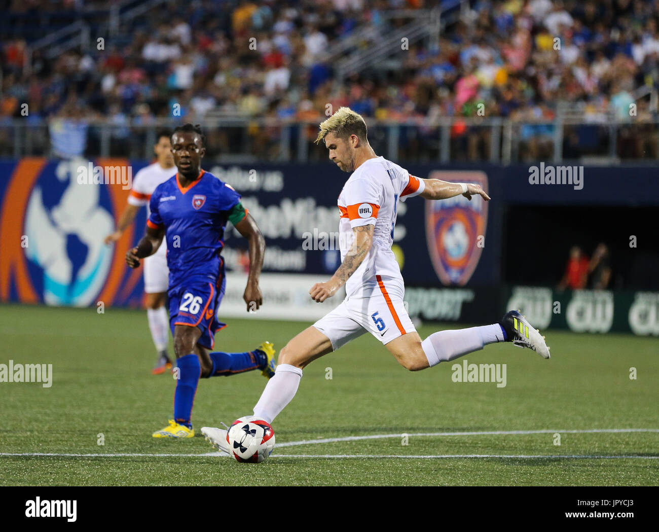 August 02, 2017: FC Cincinnati midfielder Aodhan Quinn (5) in action ...