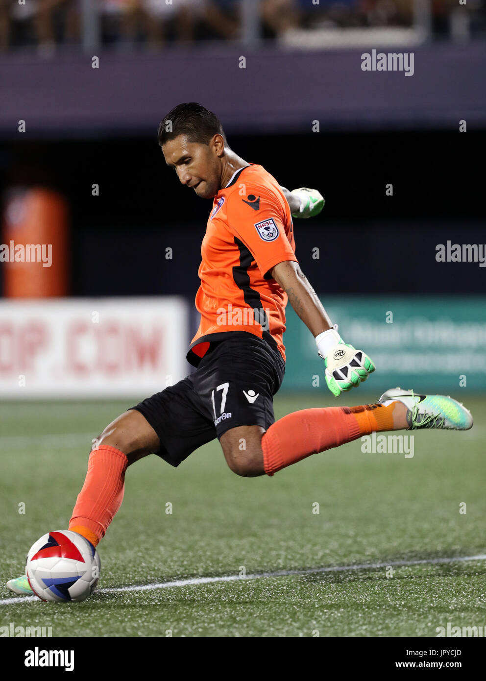 August 02, 2017: Miami FC goalkeeper Mario Daniel Vega (17) in action ...