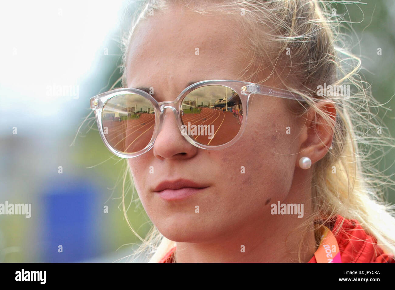 London, UK. 3rd Aug, 2017. Michaela Hrubá, Czech Republic, high jump, arrives to train at the ...