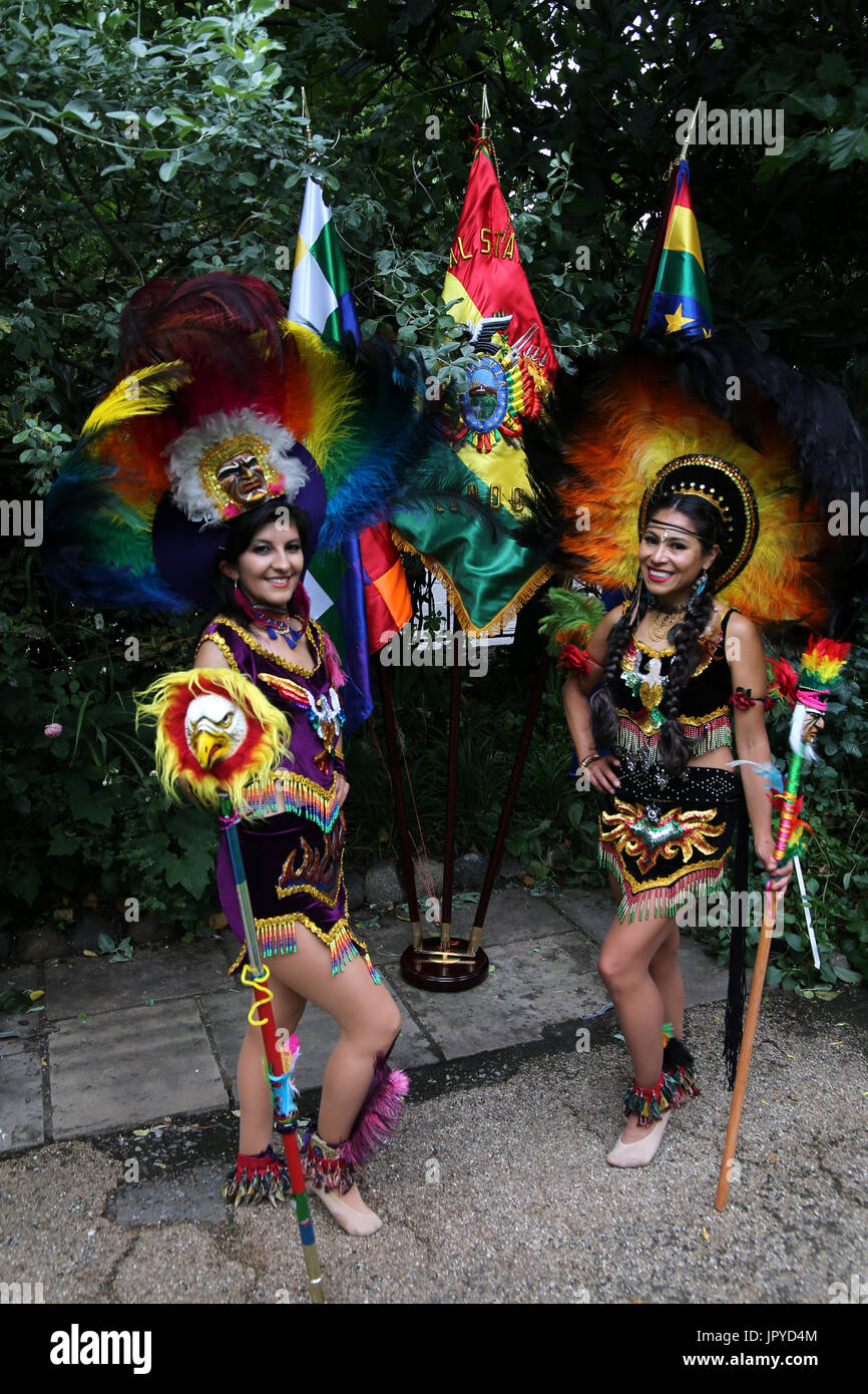 London, UK. 03rd Aug, 2017. Bolivia Independence day, August the 6, was ...
