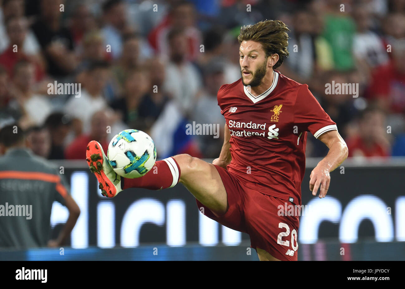 Munich, Germany. 2nd Aug, 2017. Liverpool's Adam Lallana brings the ...