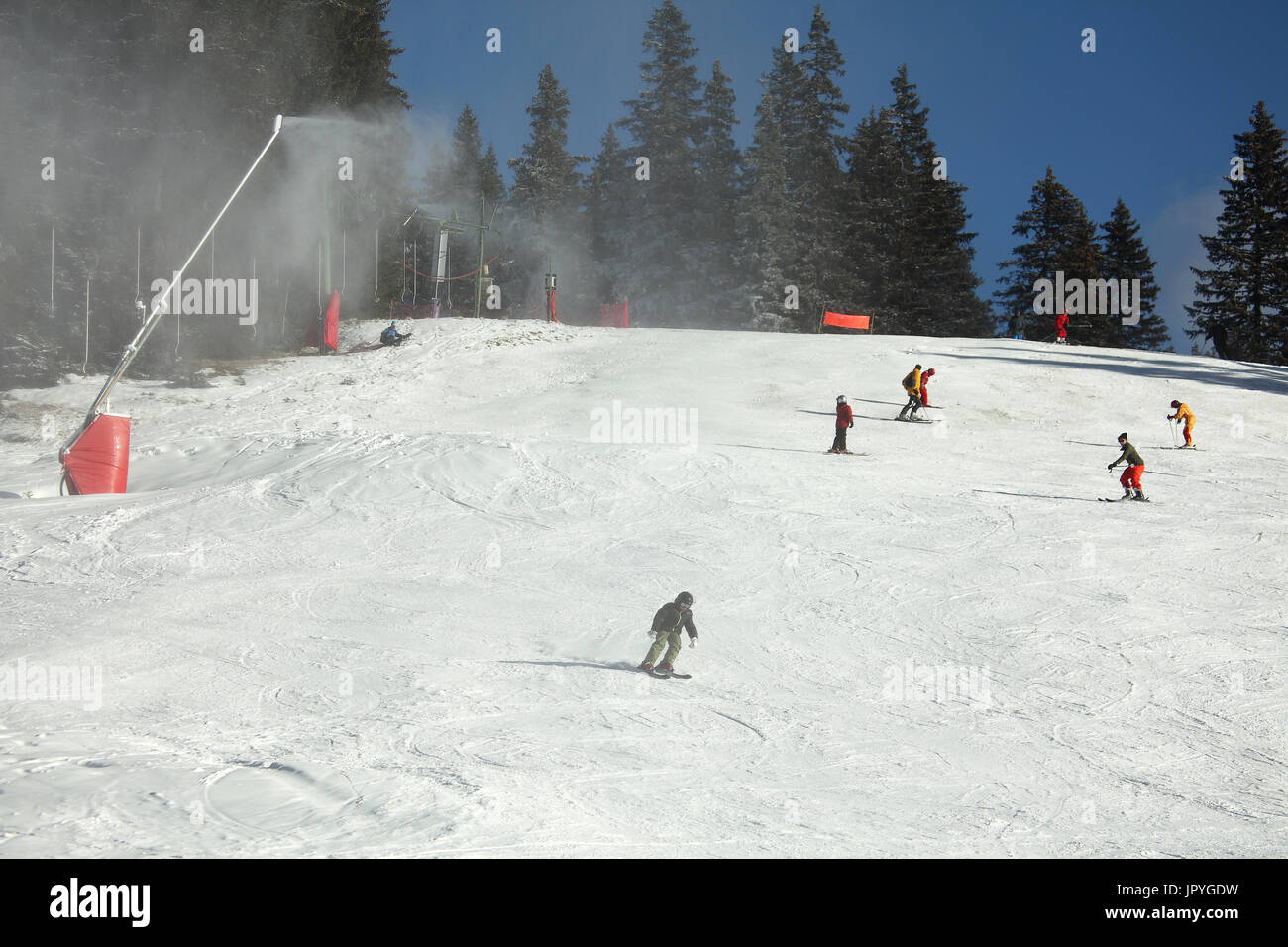 Snow gun in a ski resort - France Stock Photo - Alamy