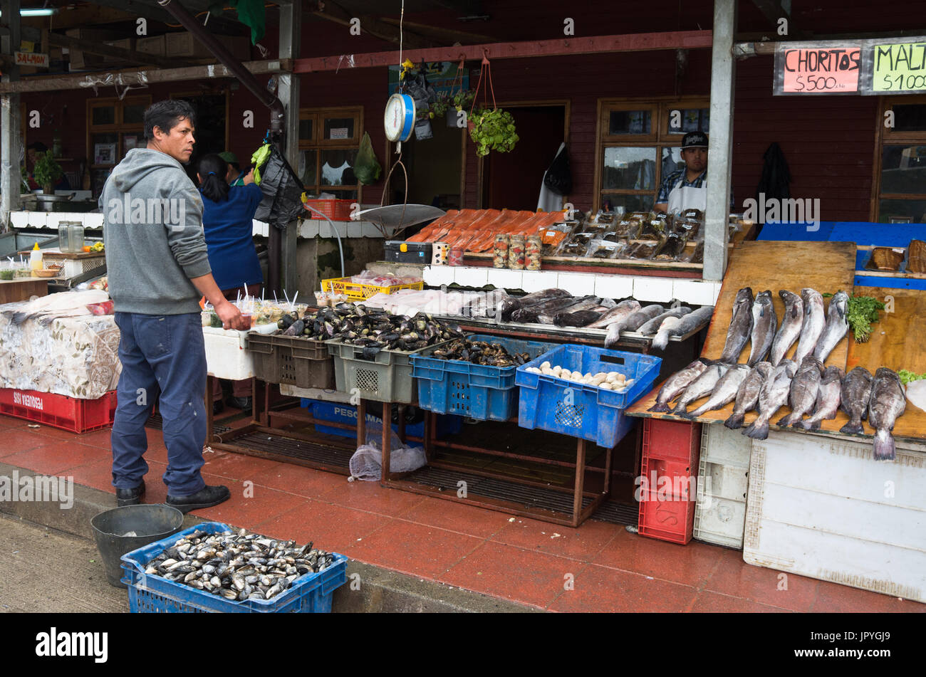 Fish Market Anjelmo - Puerto Montt Chile Stock Photo - Alamy