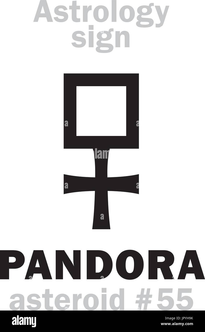 Astrology Alphabet: PANDORA, asteroid #55. Hieroglyphics character sign ...