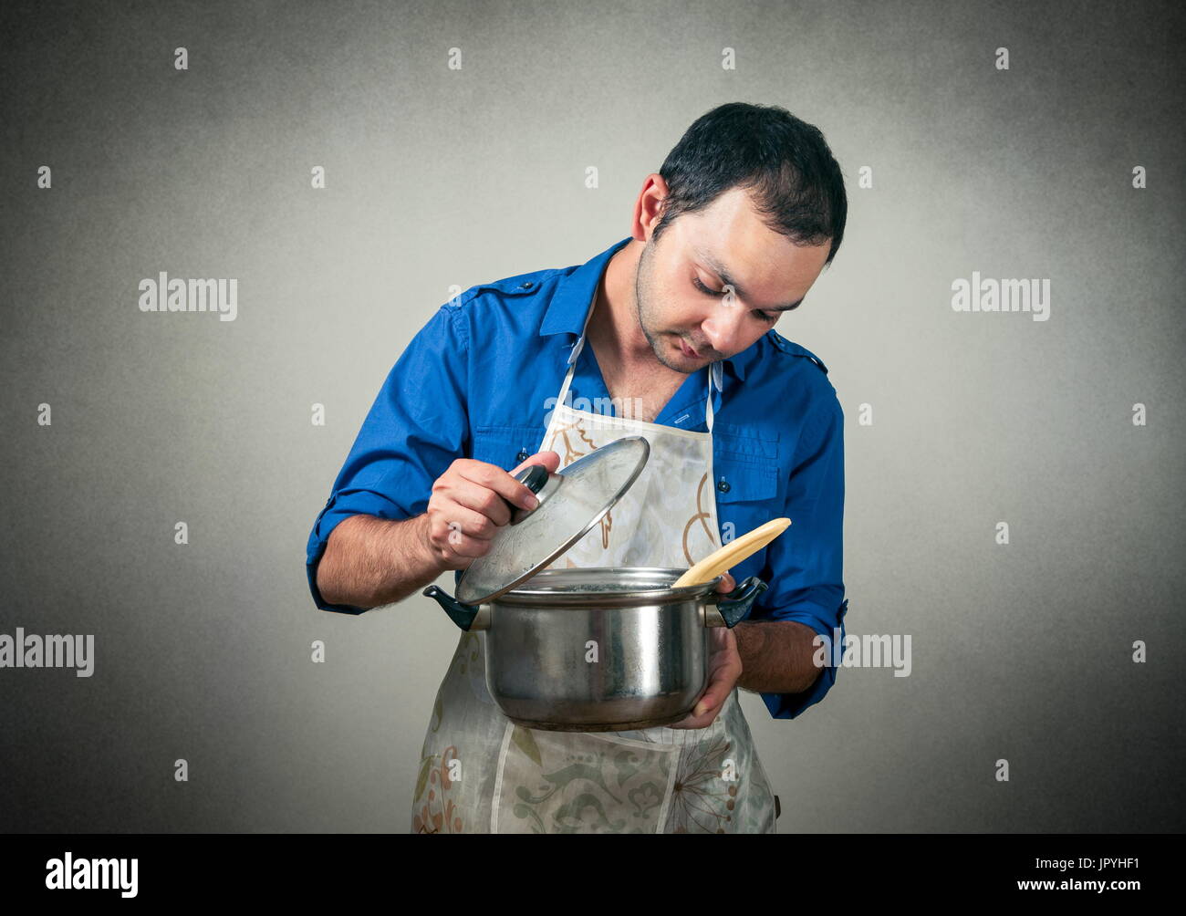 man with the meal in pan Stock Photo - Alamy