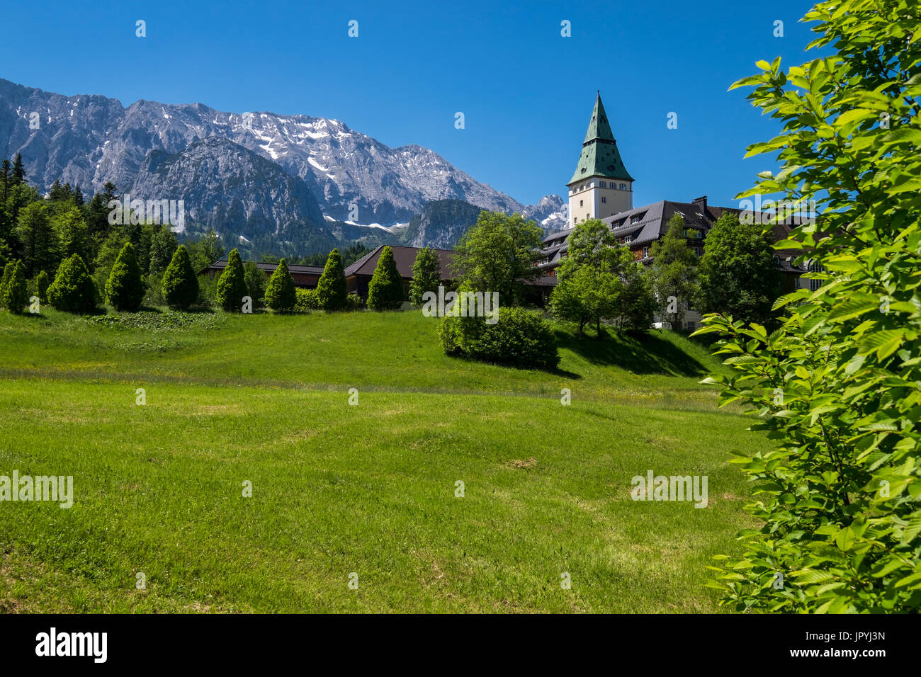 Schloss Elmau hotel, scene of the G7 summit in 2015, Bavaria, Germany ...