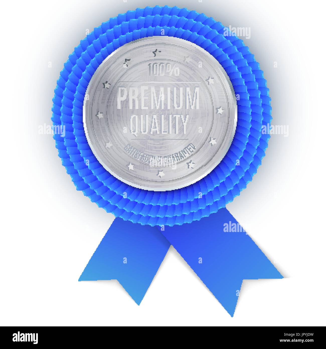 Silver best price badge with blue ribbon on white background. Vector ...