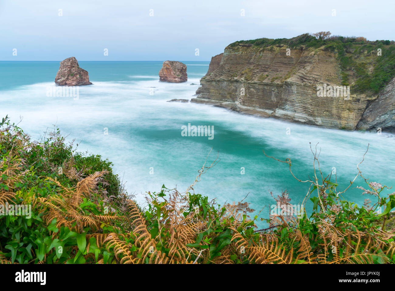 The Twin Rocks of Hendaye - Corniche Basque Abbadia France Stock Photo ...