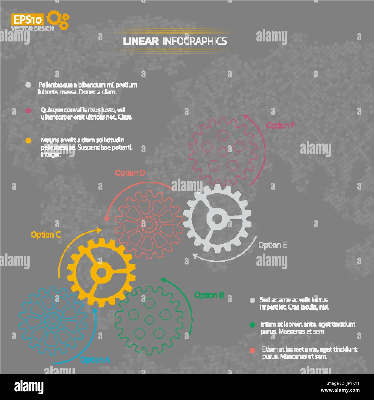 Vector illustration of gears with on grey background. Infographic ...