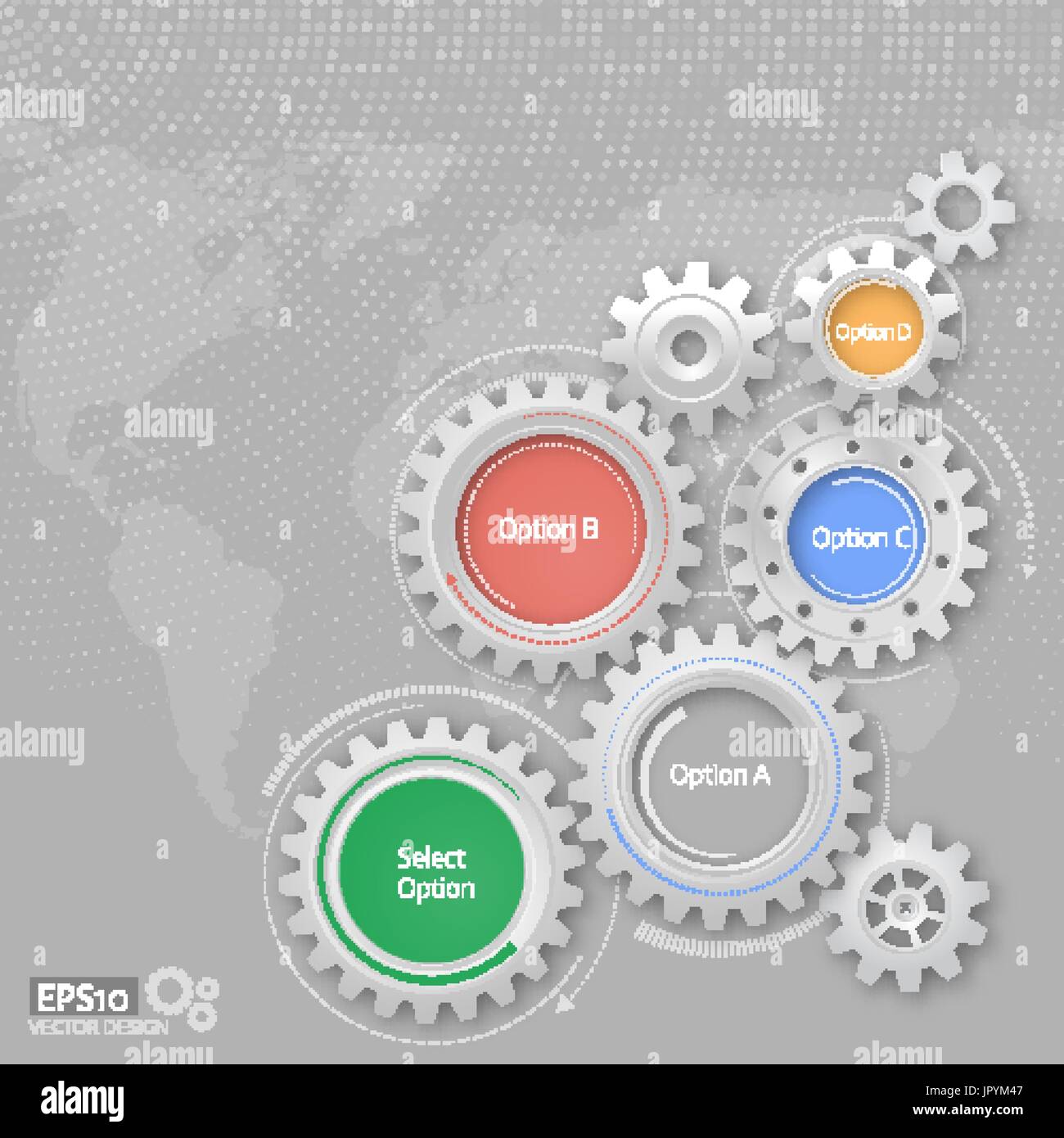 Vector illustration of gears with on the grey background. Infographic ...