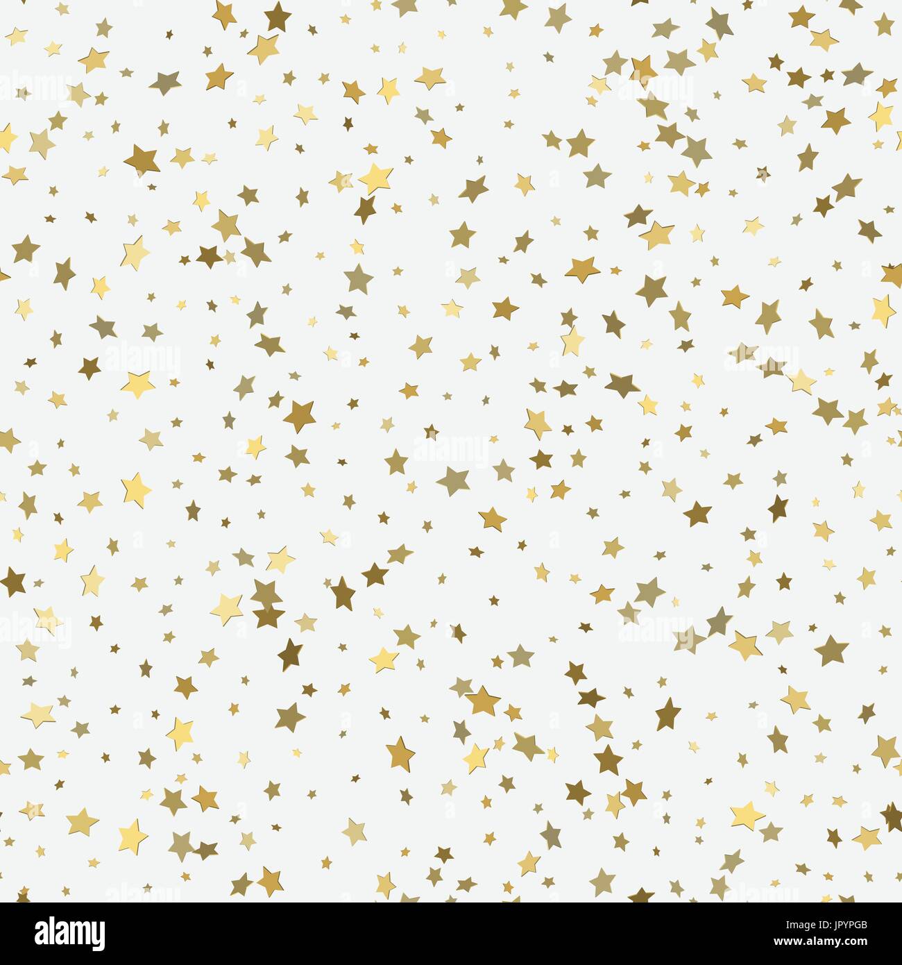 Abstract white modern seamless pattern with gold 3d stars. Vector ...