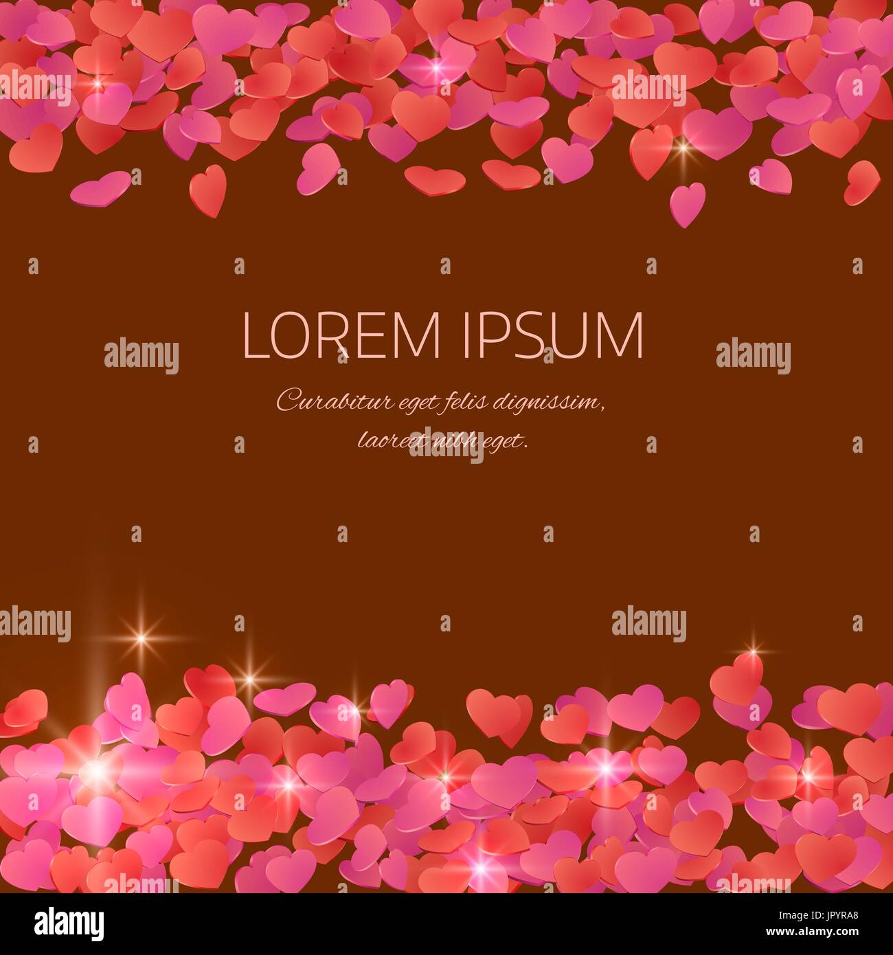 3D hearts luxury pink love vector background. Frame. Place for text ...