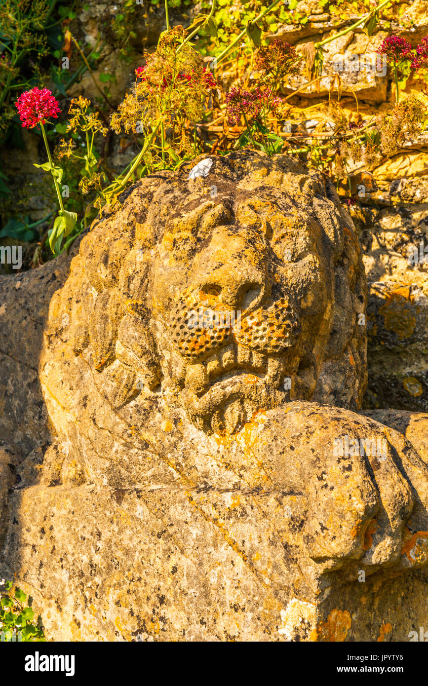 Old sculpture on the pedestal, beautifully preserved old artistic ...