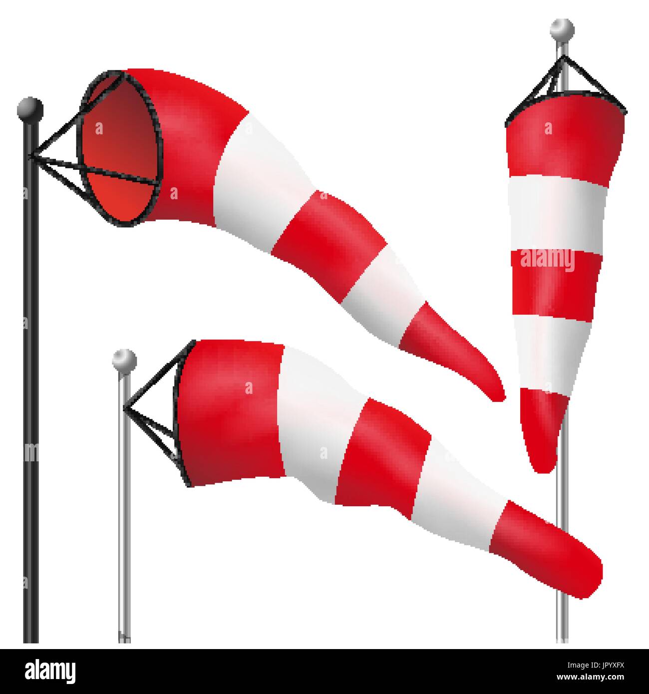 Windsock Sign Isolated Vector. Meteorology Aviation Red And White ...