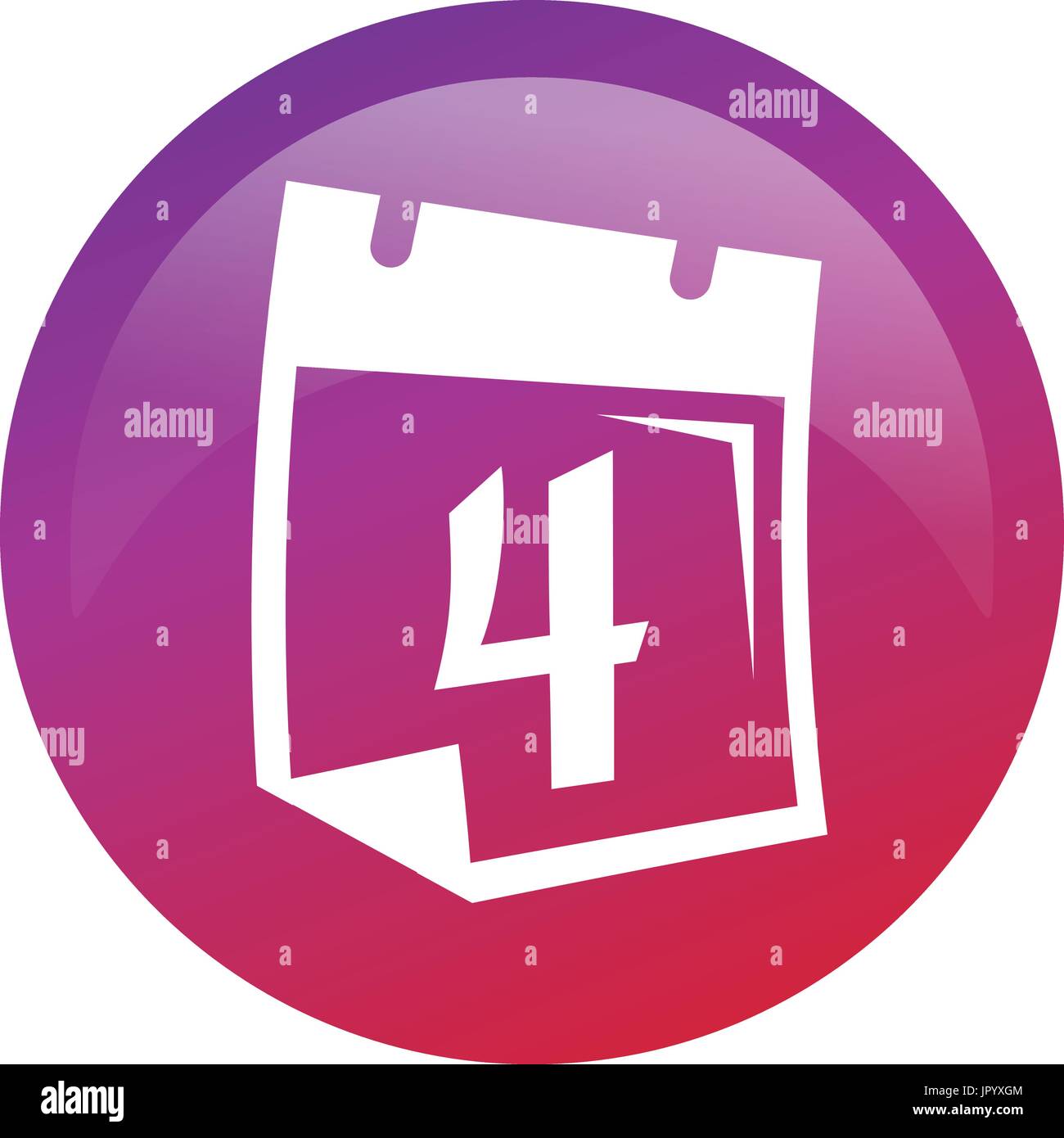 number 4 on calendar within a circle, icon design, isolated on white ...