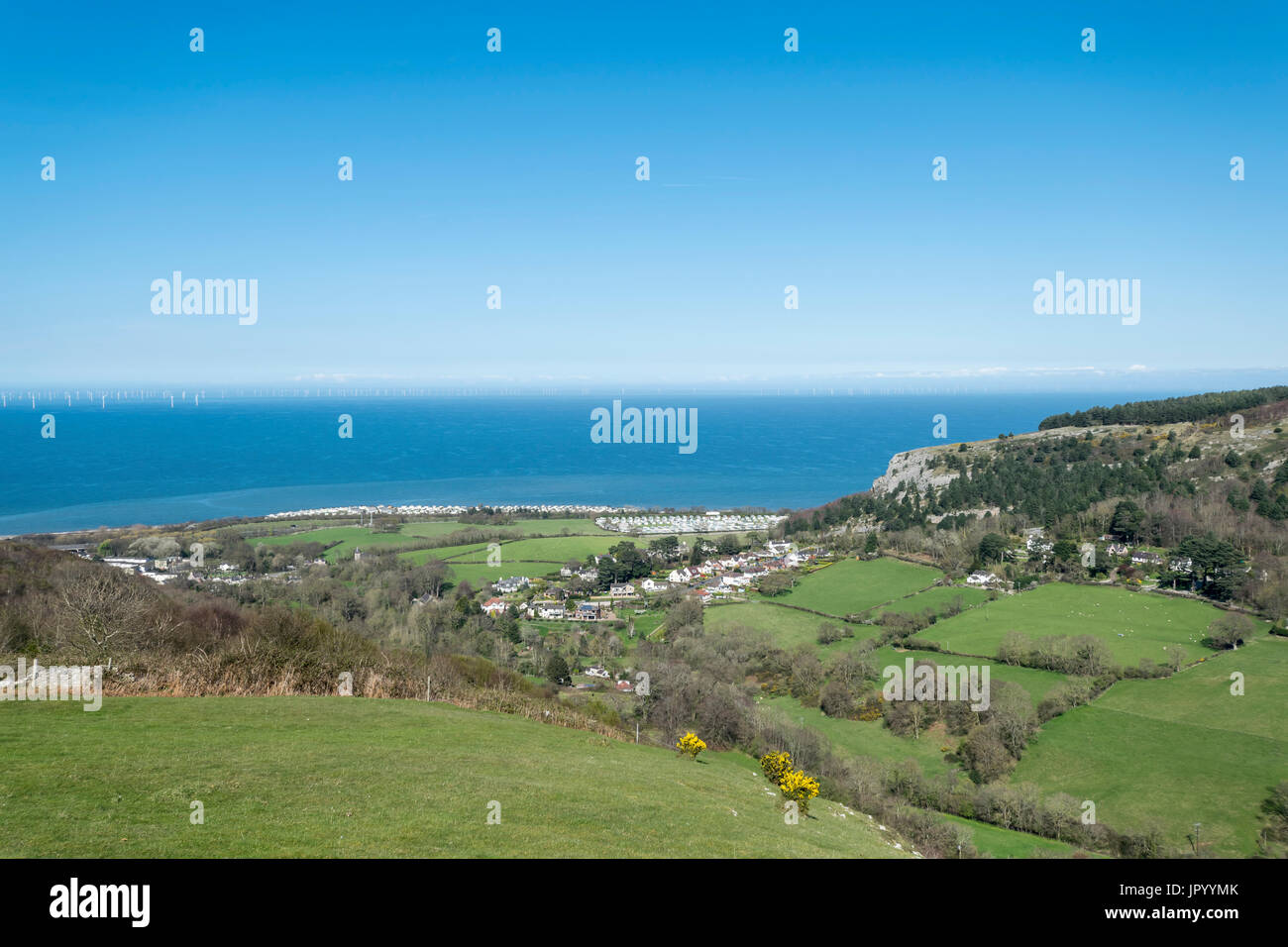 North Wales path view looking towards Rhyd y foel above Llanddulas ...
