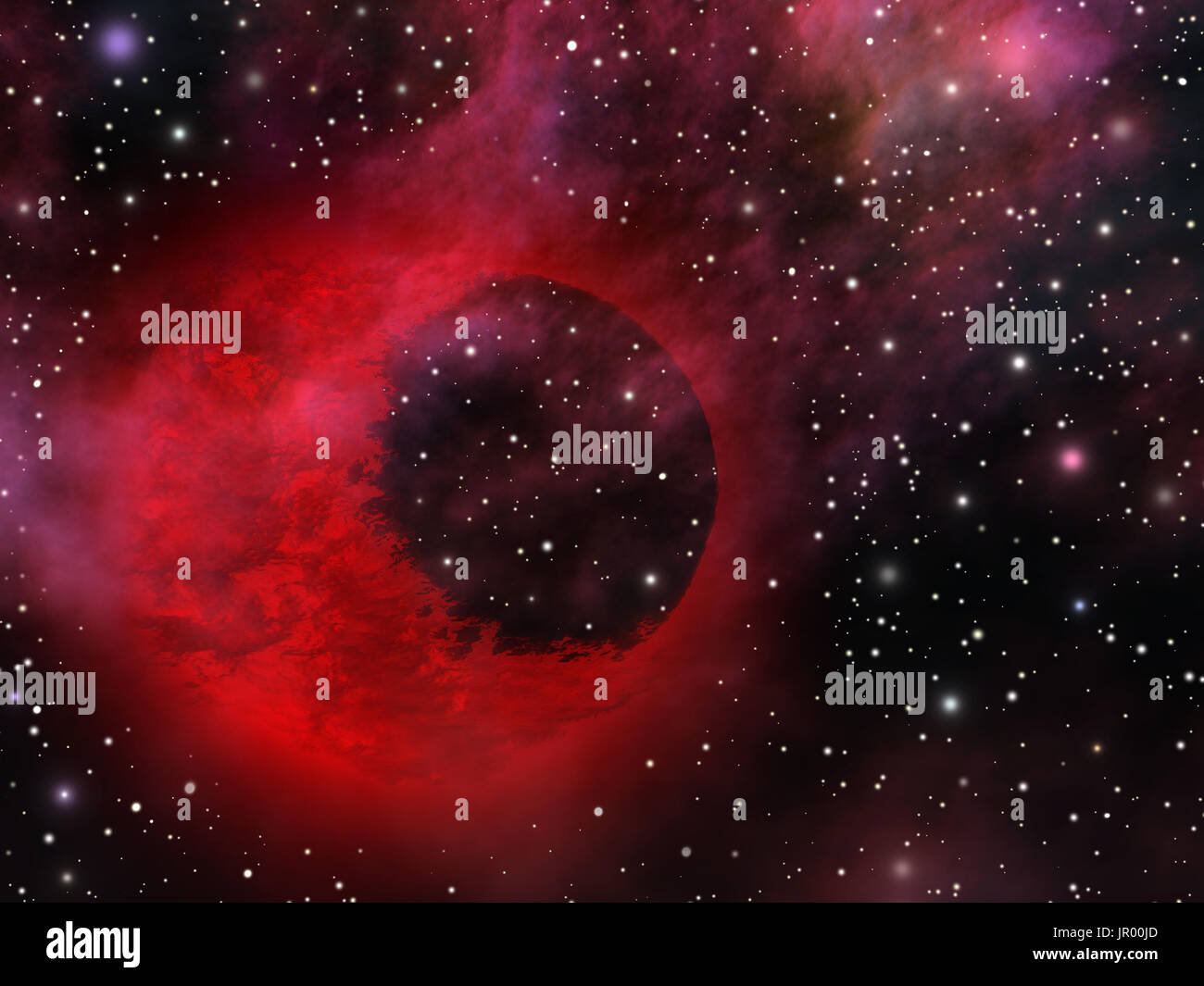 Mystic universe with weird mysterious red planet Stock Photo - Alamy