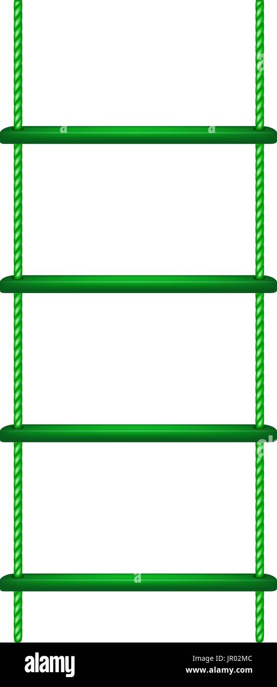 Wooden rope ladder in green design on white background Stock Vector ...