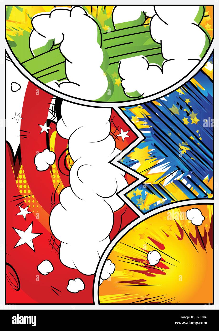 Comic book page template in pop-art colorful background. Vector ...