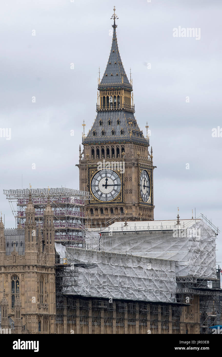 Scaffolding continues to be erected on the Elizabeth Tower at the ...