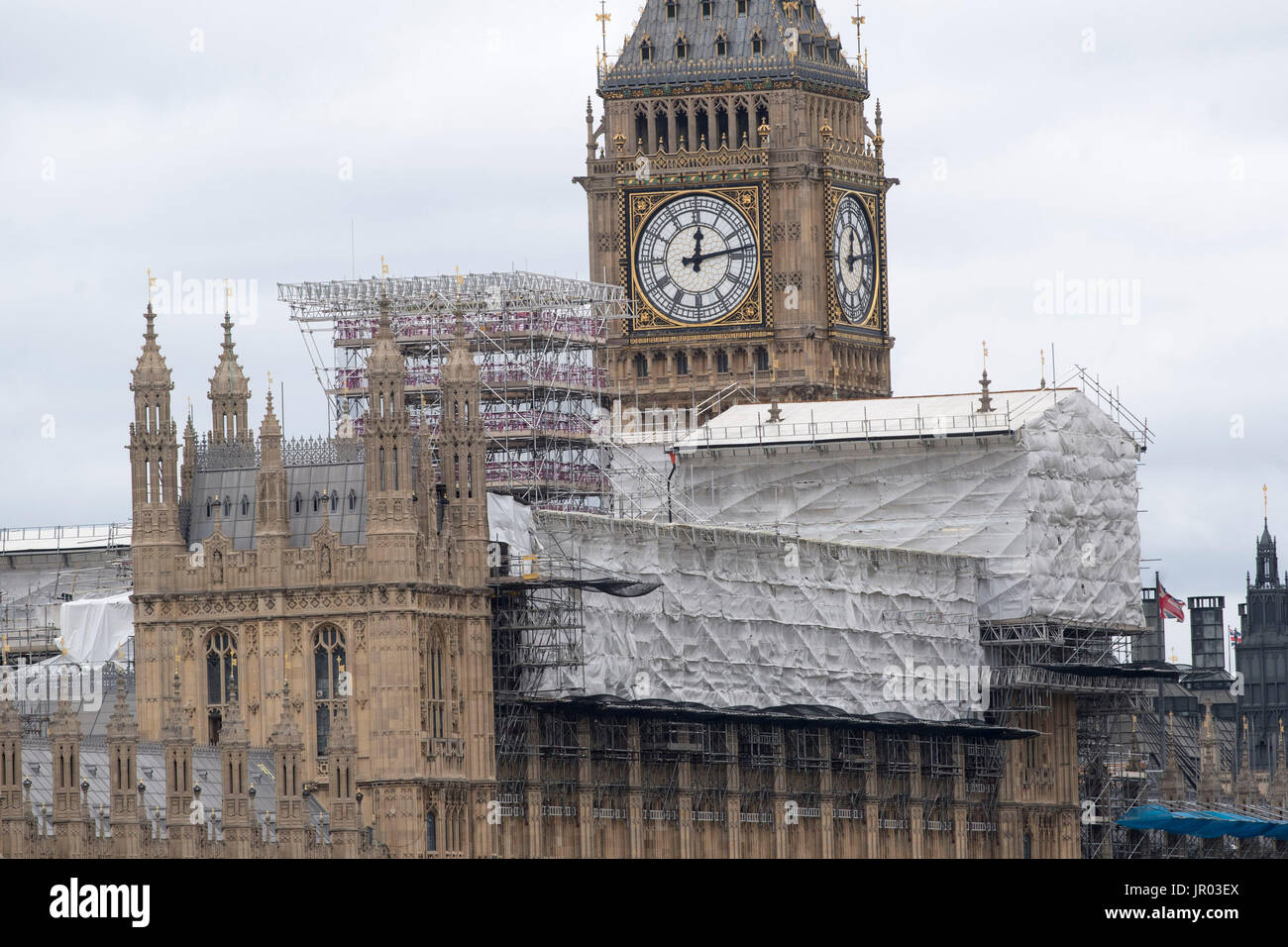 Scaffolding continues to be erected on the Elizabeth Tower at the ...