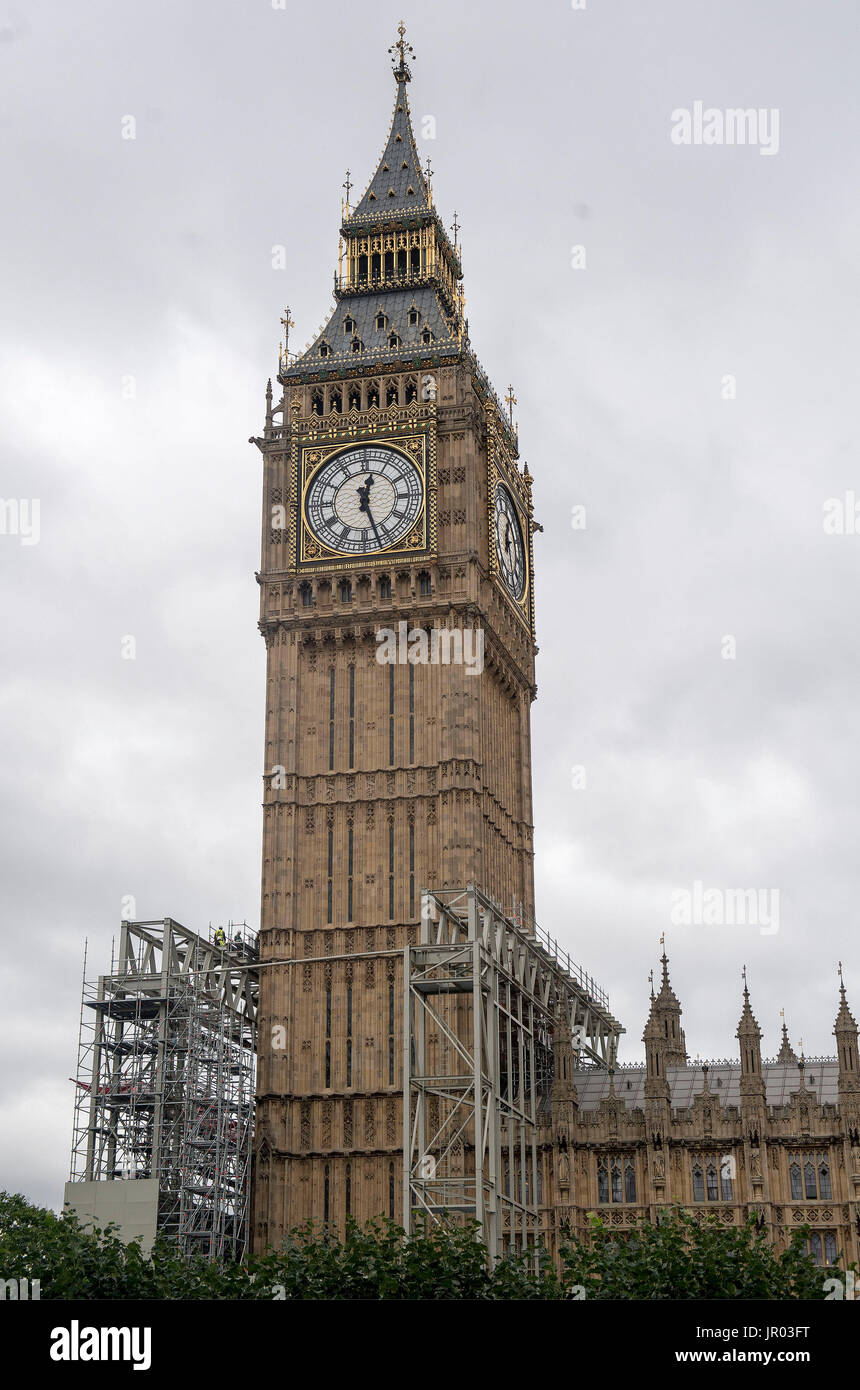 Scaffolding continues to be erected on the Elizabeth Tower at the ...