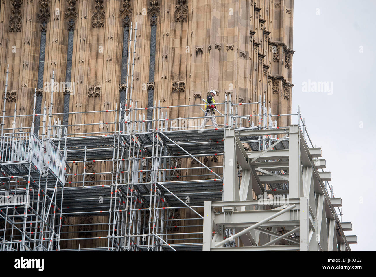 Scaffolding continues to be erected on the Elizabeth Tower at the ...