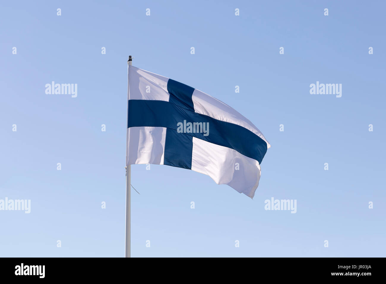 The Flag of Finland Waving in the Wind close up Stock Photo - Alamy