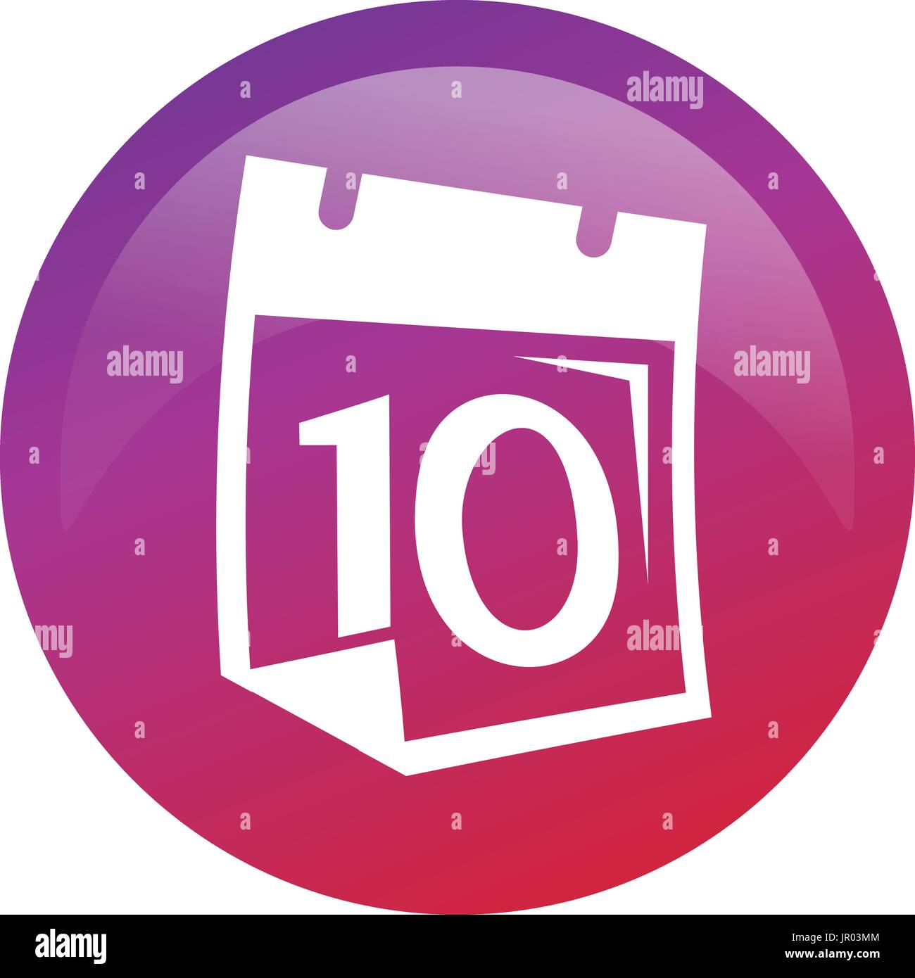 number 10 on calendar within a circle, icon design, isolated on white ...