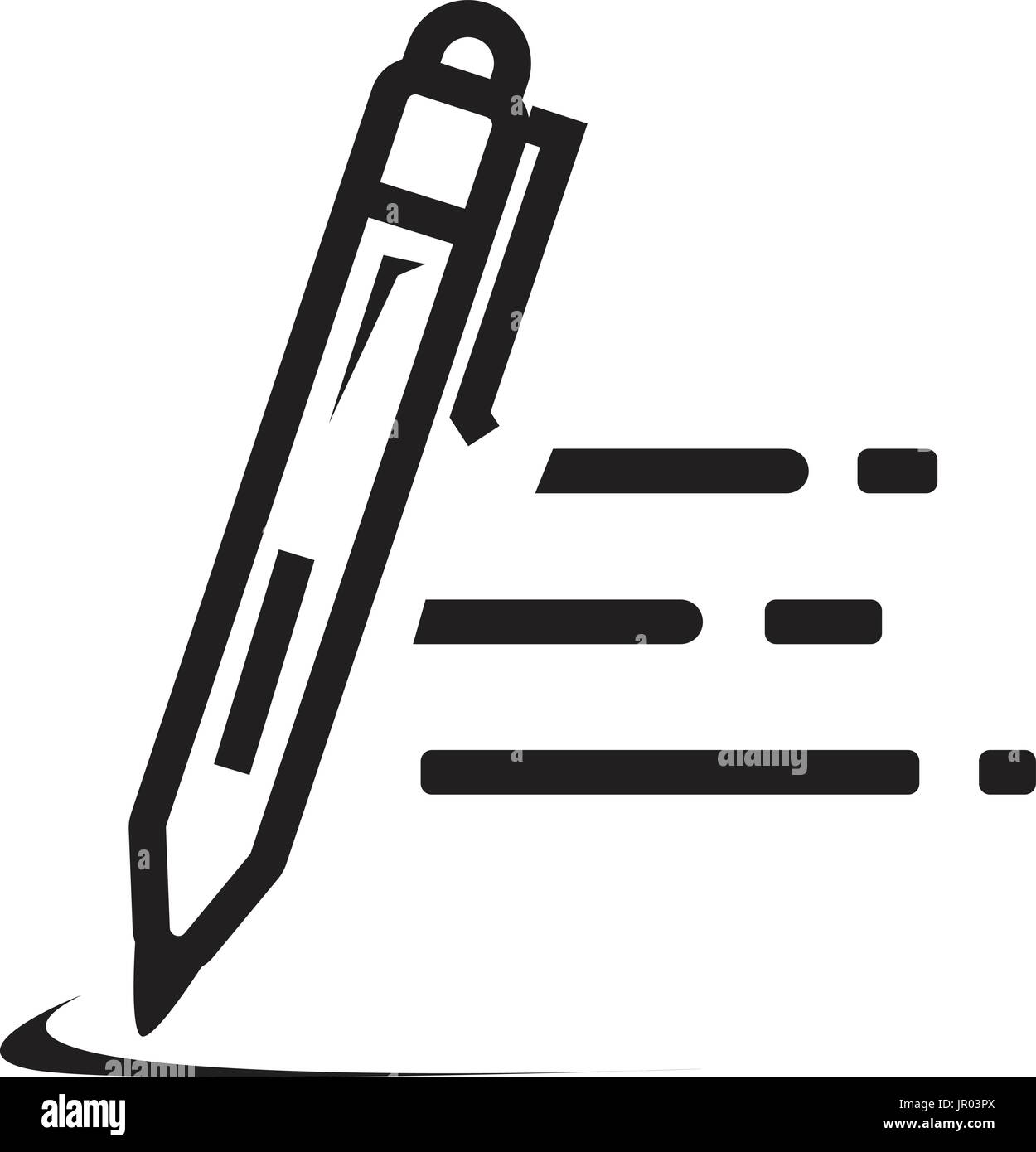 simple pen with speed motion lines, icon design, isolated on white ...