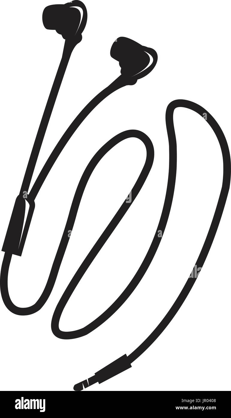 black earbud illustration, isolated on white background Stock Vector ...