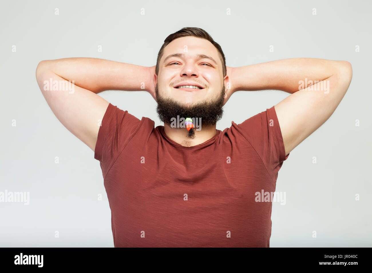 happy fat man with beard clips Stock Photo - Alamy