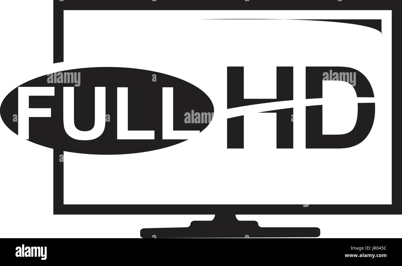 full HD within a TV screen sign, icon design, isolated on white ...