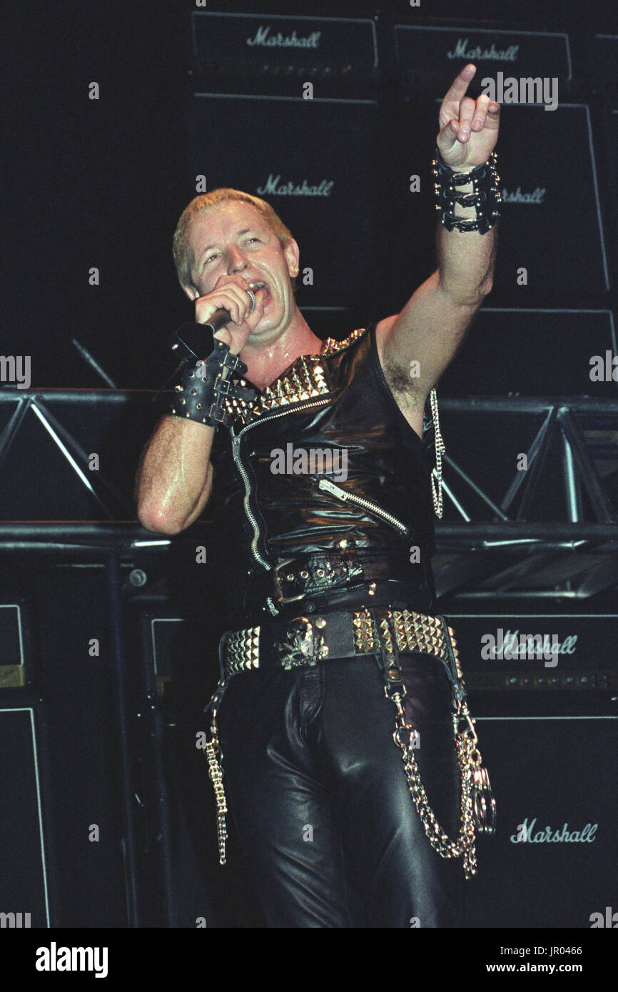 Singer Rob Halford of Judas Priest performs at Nassau Coliseum on March ...