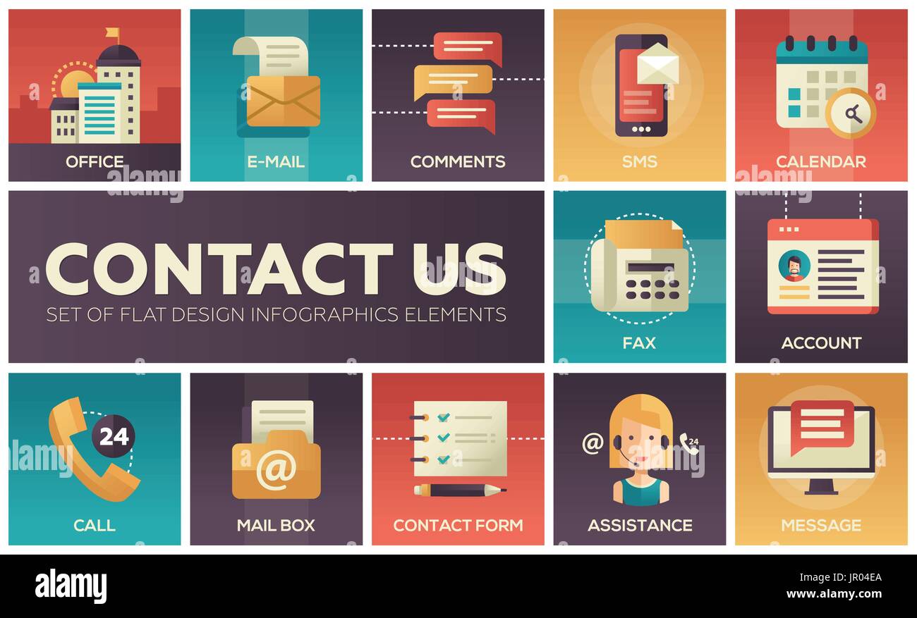 Contact us flat icons hi-res stock photography and images - Alamy