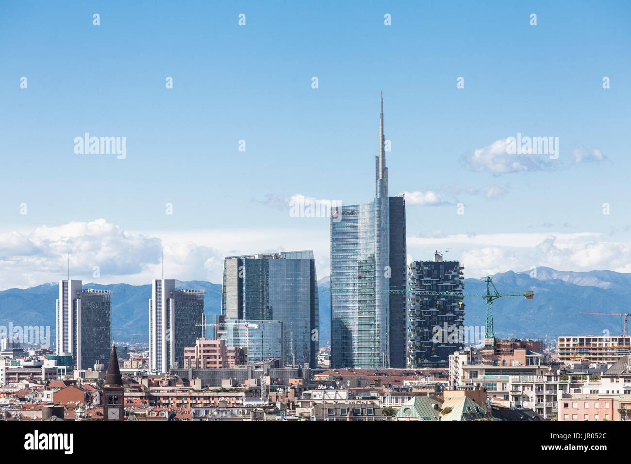 Milan skyline with buildings of the porta nuova project, the business ...