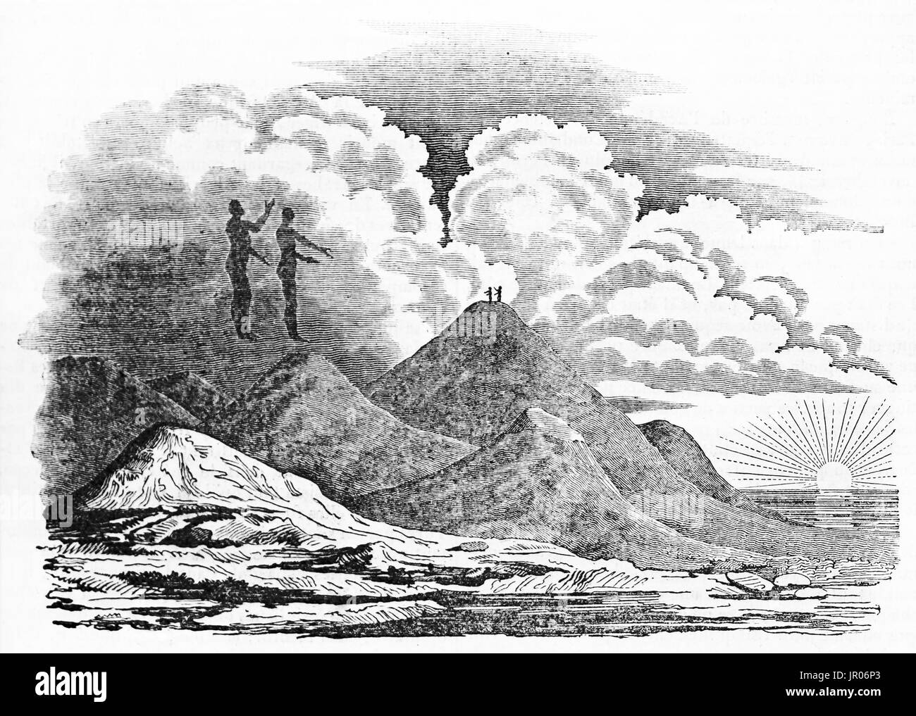Old illustration of Broken Spectre, typical optical phenomenon in Harz ...