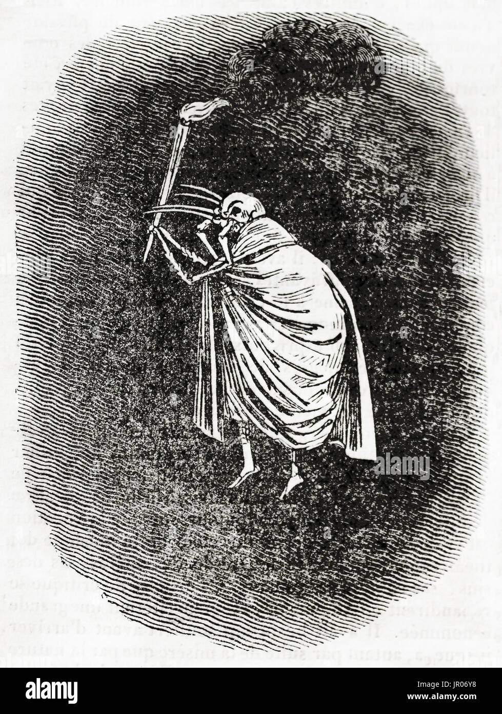 Old engraved repruduction of The King of Fleas a fantasy drawing by E.T ...