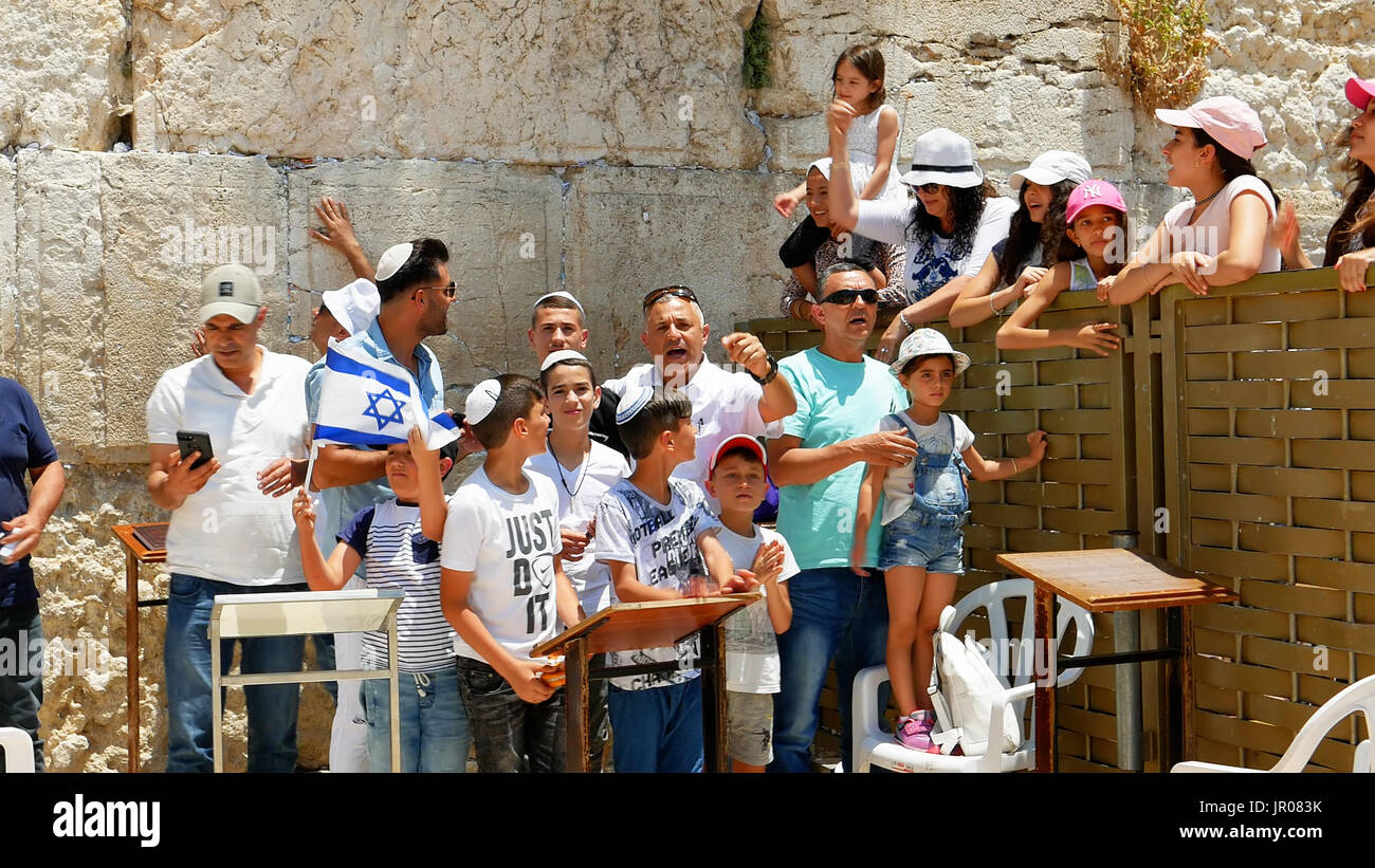 Israeli family is celebrating near Western Wall Stock Photo - Alamy