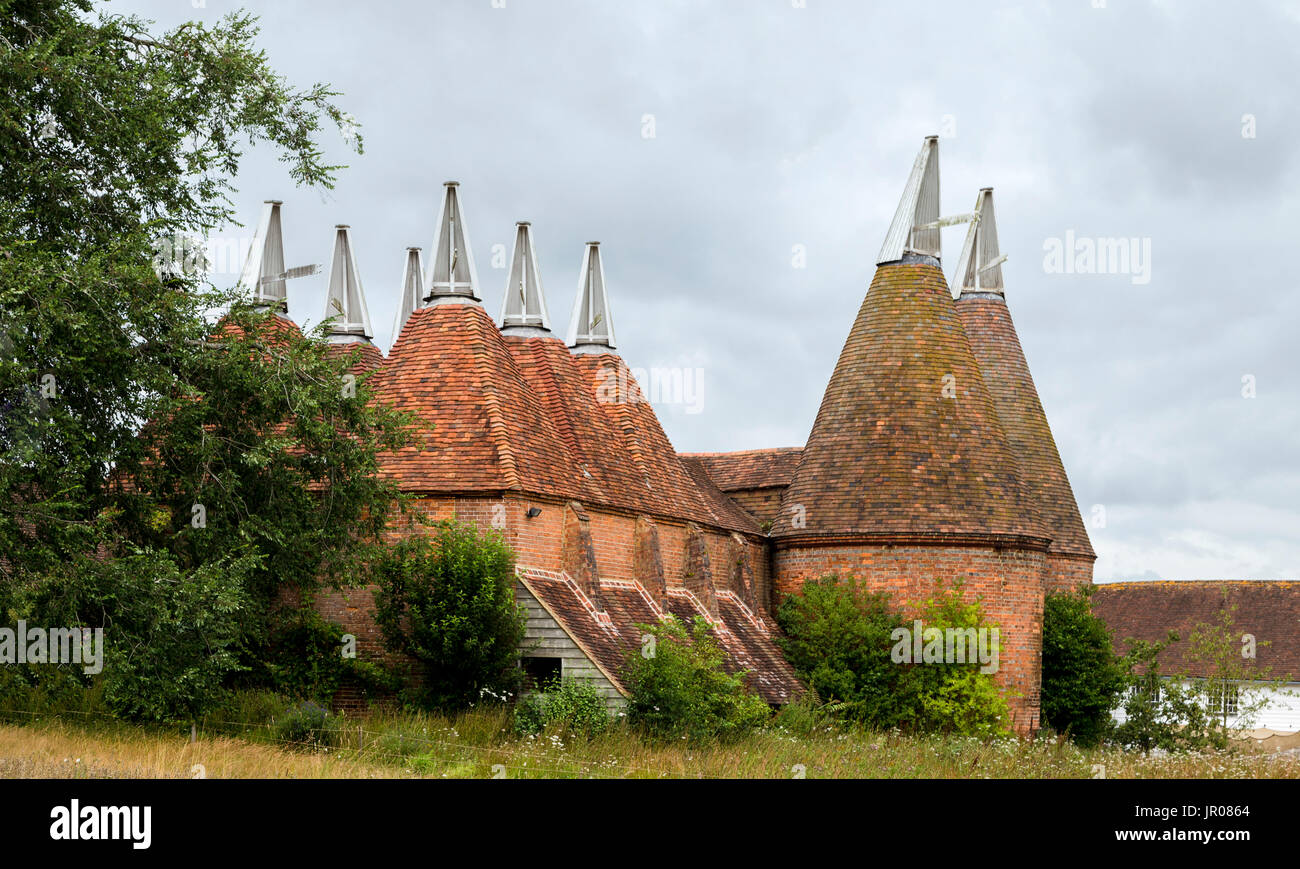 Historic hop houses or oast house buildings at Sissinghurst Castle ...