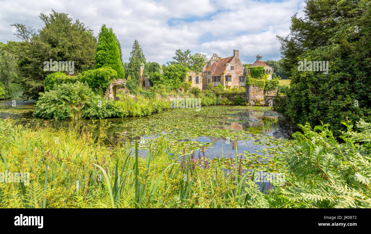 Scenic view on the moated ruins of Scotney Castle ( 14th century ) from ...