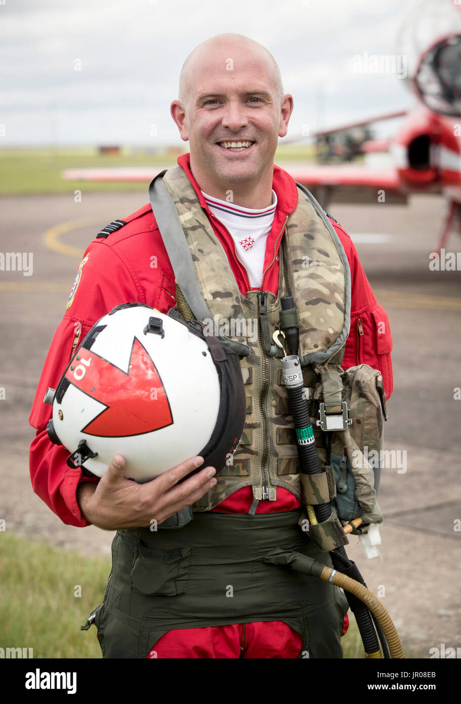 Red Arrows Squadron Leader Mike Ling at RAF Scampton Stock Photo - Alamy