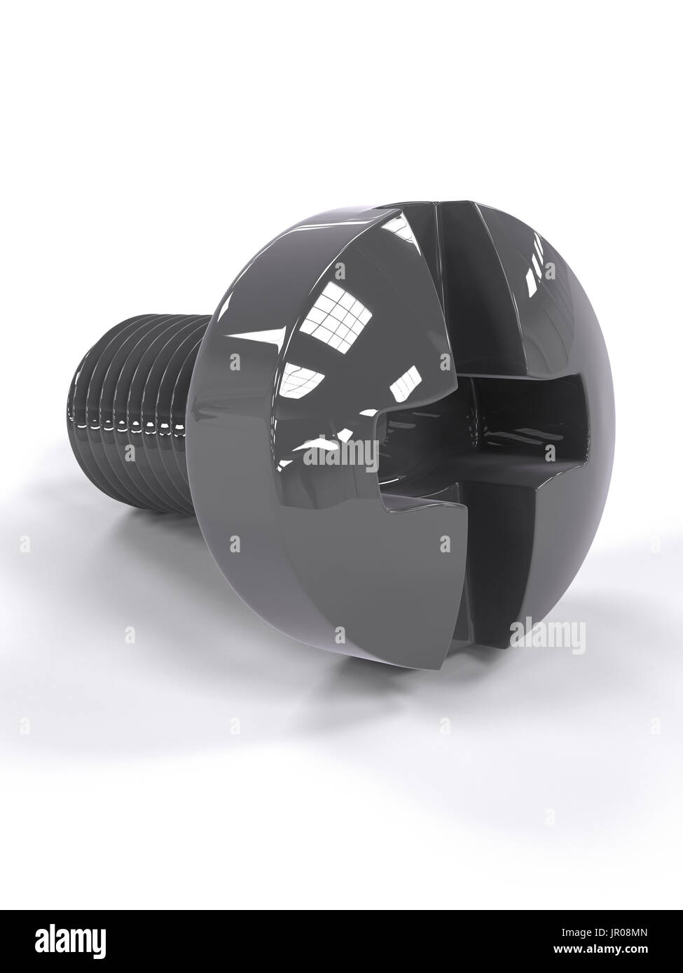 3D illustration of grey glossy isolated bolt on white background with ...