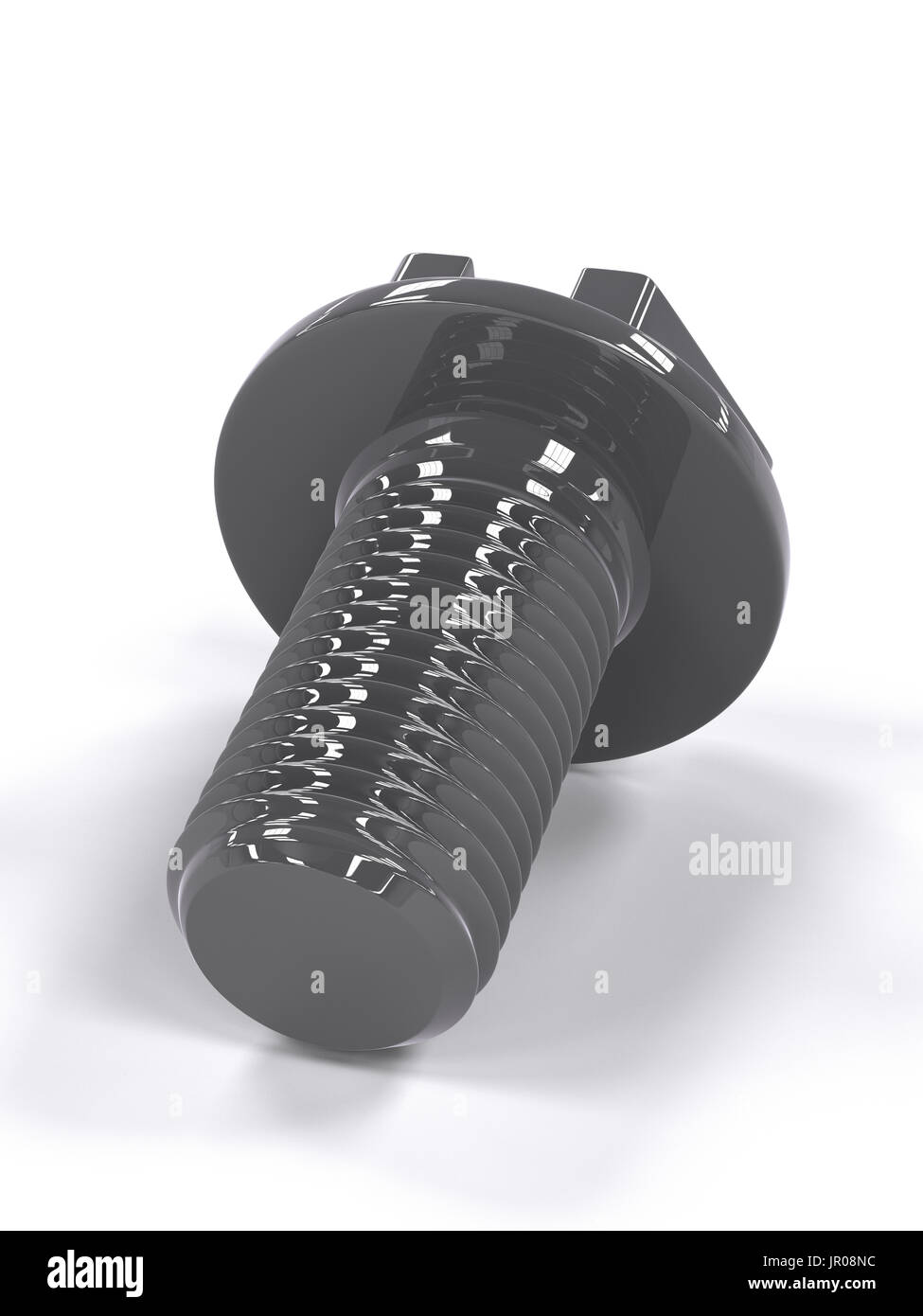 3D illustration of grey glossy isolated bolt on white background with ...