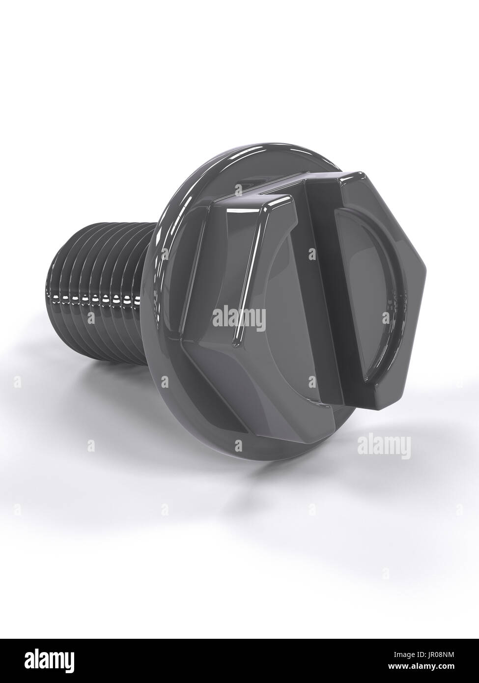 3D illustration of grey glossy isolated bolt on white background with ...